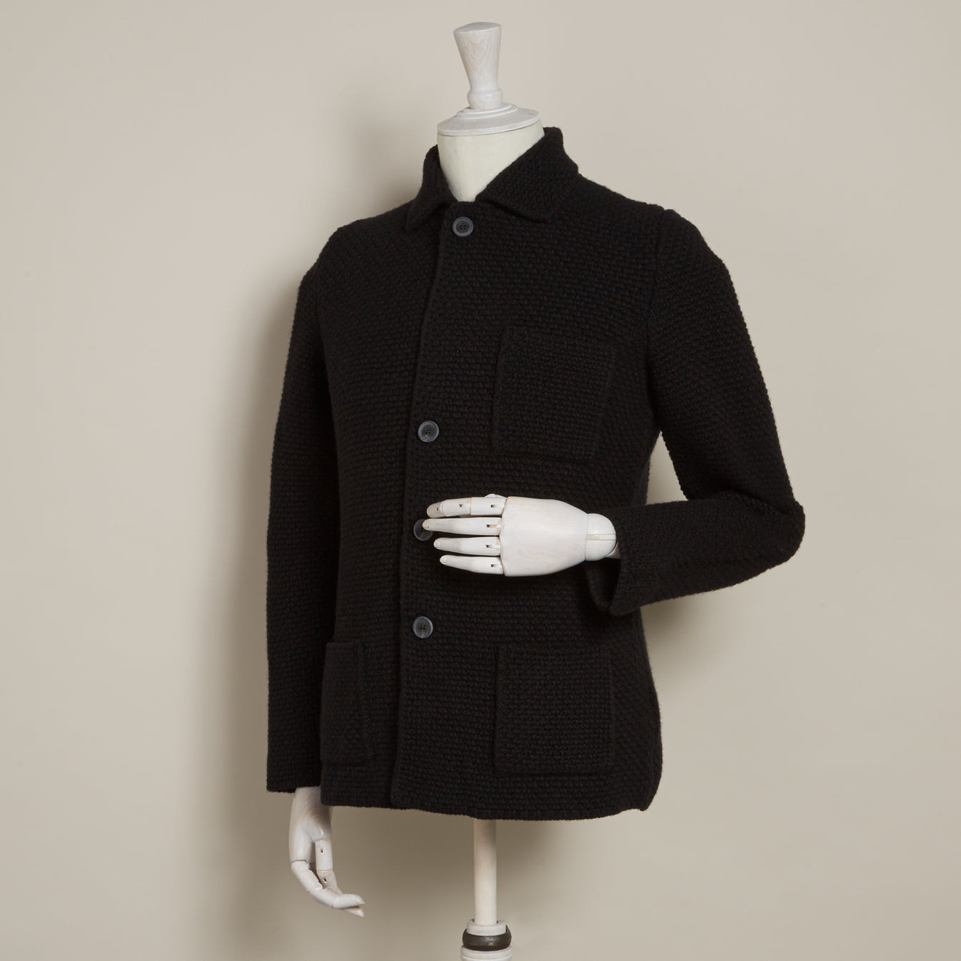 Single breasted knitted jacket in Black