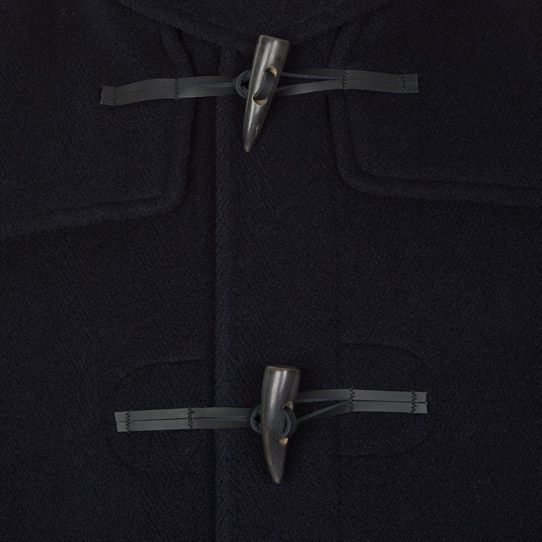 Long Woollen Duffle Coat With Hood In Navy