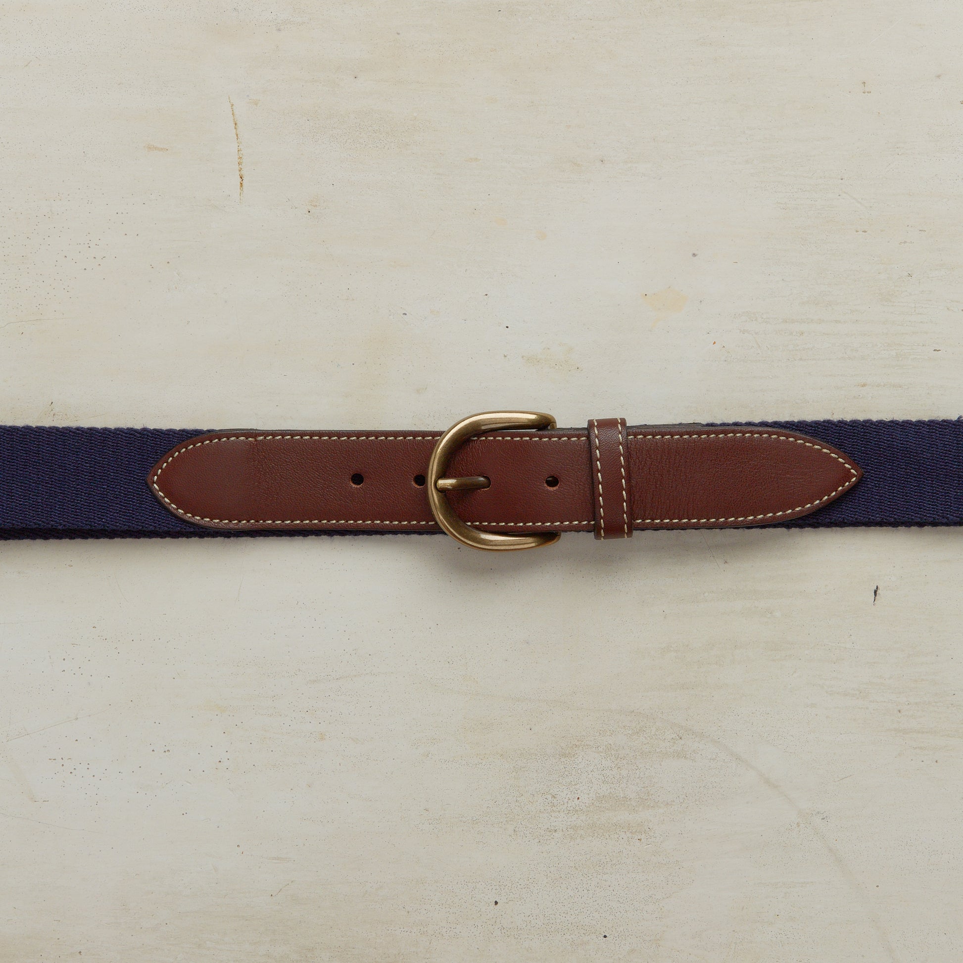 Webbing leather belt in Navy