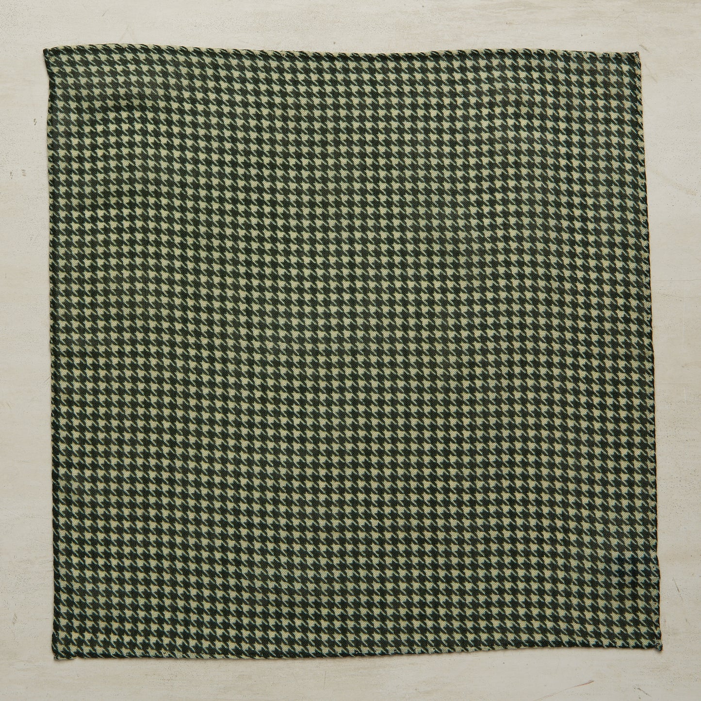 Wool And Silk Houndstooth Pocket Square In Dark Green