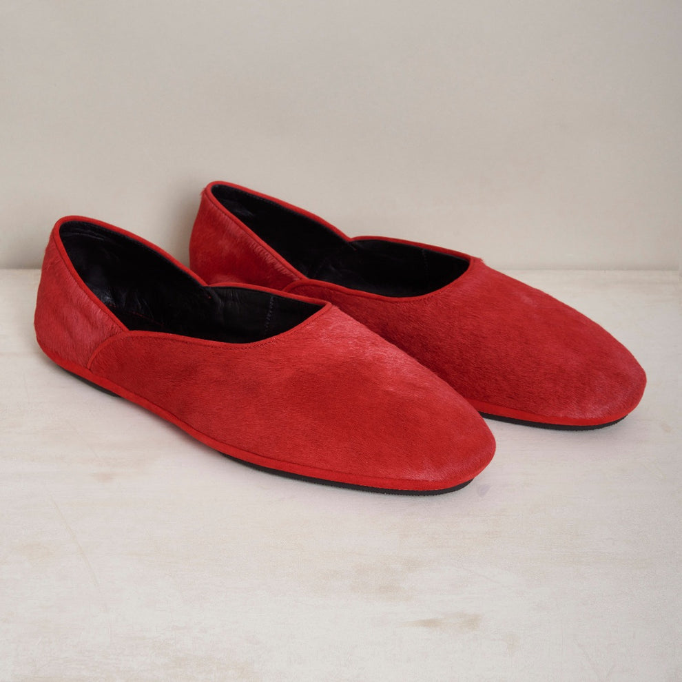 George Cortina For Anderson & Sheppard Plain Pony Hair Slippers In Dar