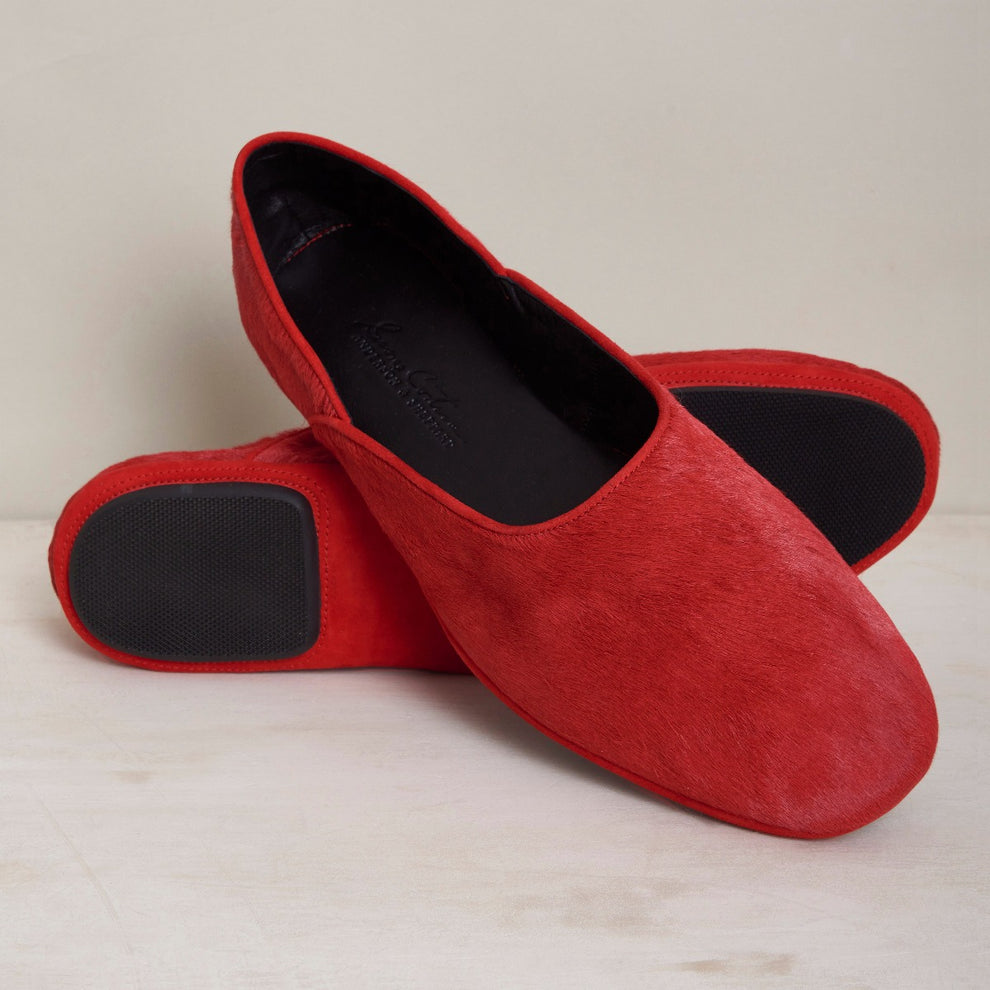 George Cortina For Anderson & Sheppard Plain Pony Hair Slippers In Dar