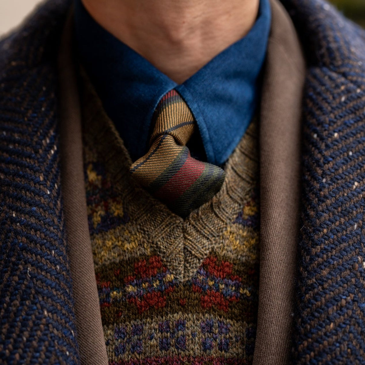 Fair Isle Slipover In Moss