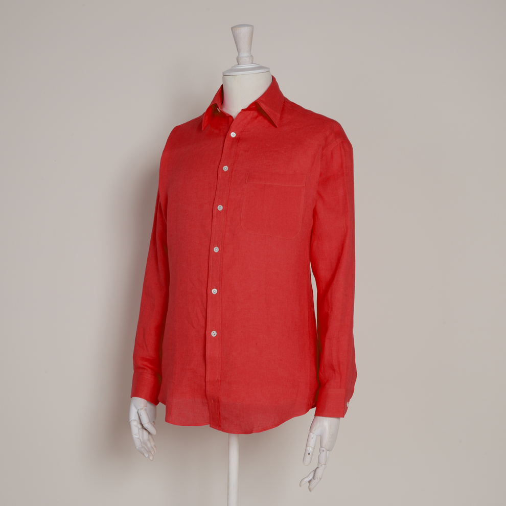 Classic Fit Linen Shirt in Red