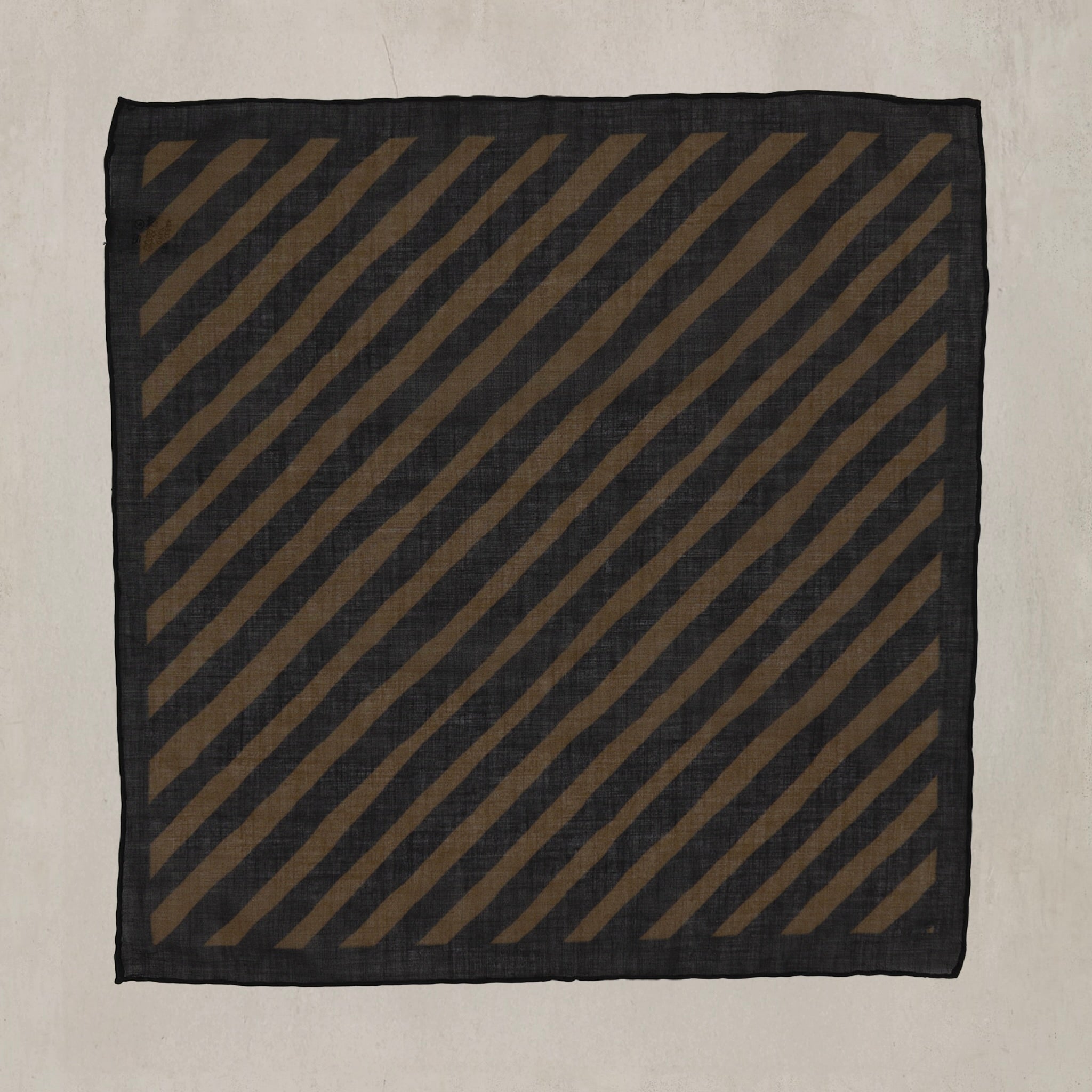 Diagonal Print Cotton Pocket Square in Brown